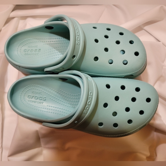 CROCS | Shoes | Crocs Classic Platform Clogs Size 9 Pure Water Blue ...